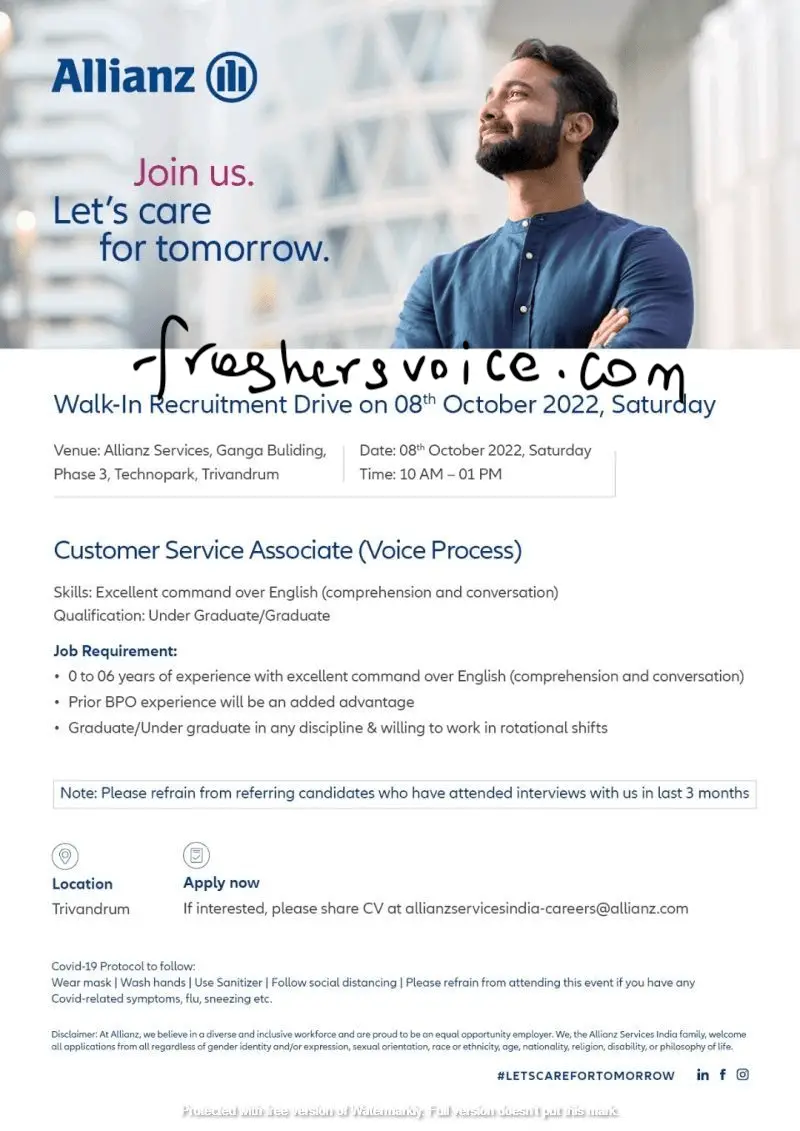 Allianz Technology Walk-in Drive 2022 for Freshers